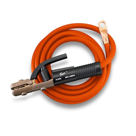 Trystar Premium Welding Cable 1/0 Orange 10 FT Black Male 2MPC / 200A Standard Electrode Holder ...